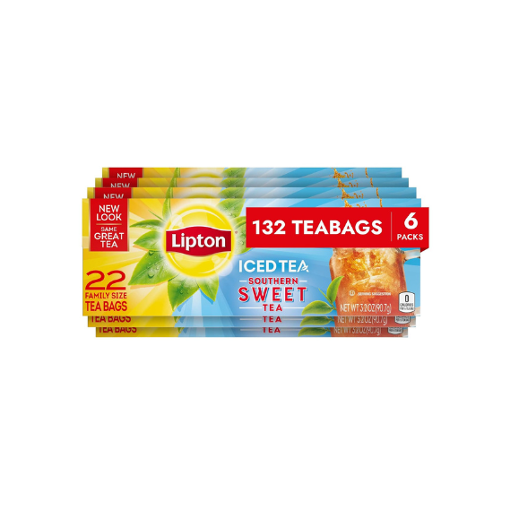 Lipton Iced Tea Southern Sweet Tea Family Size Tea Bags 22ct – AJ Globals